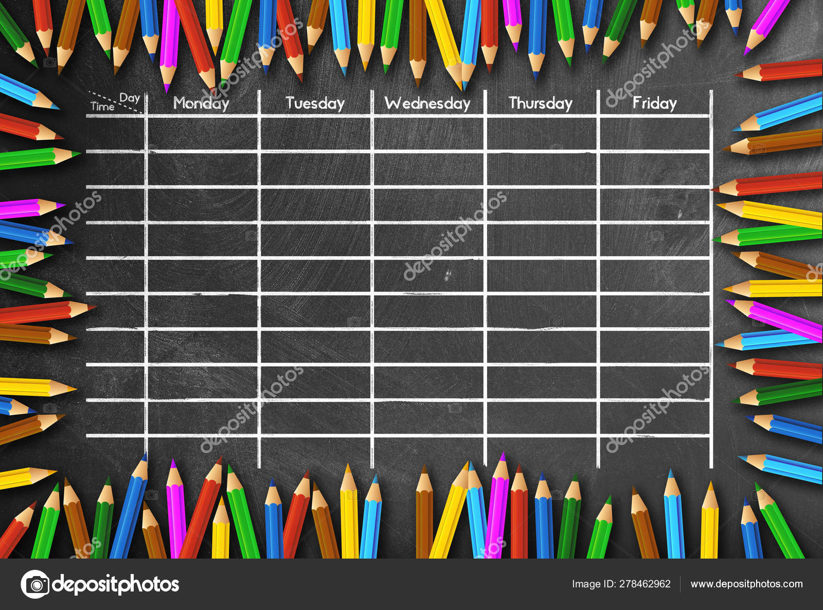Horario de la escuela o plantilla de horario de clase en pizarra ...