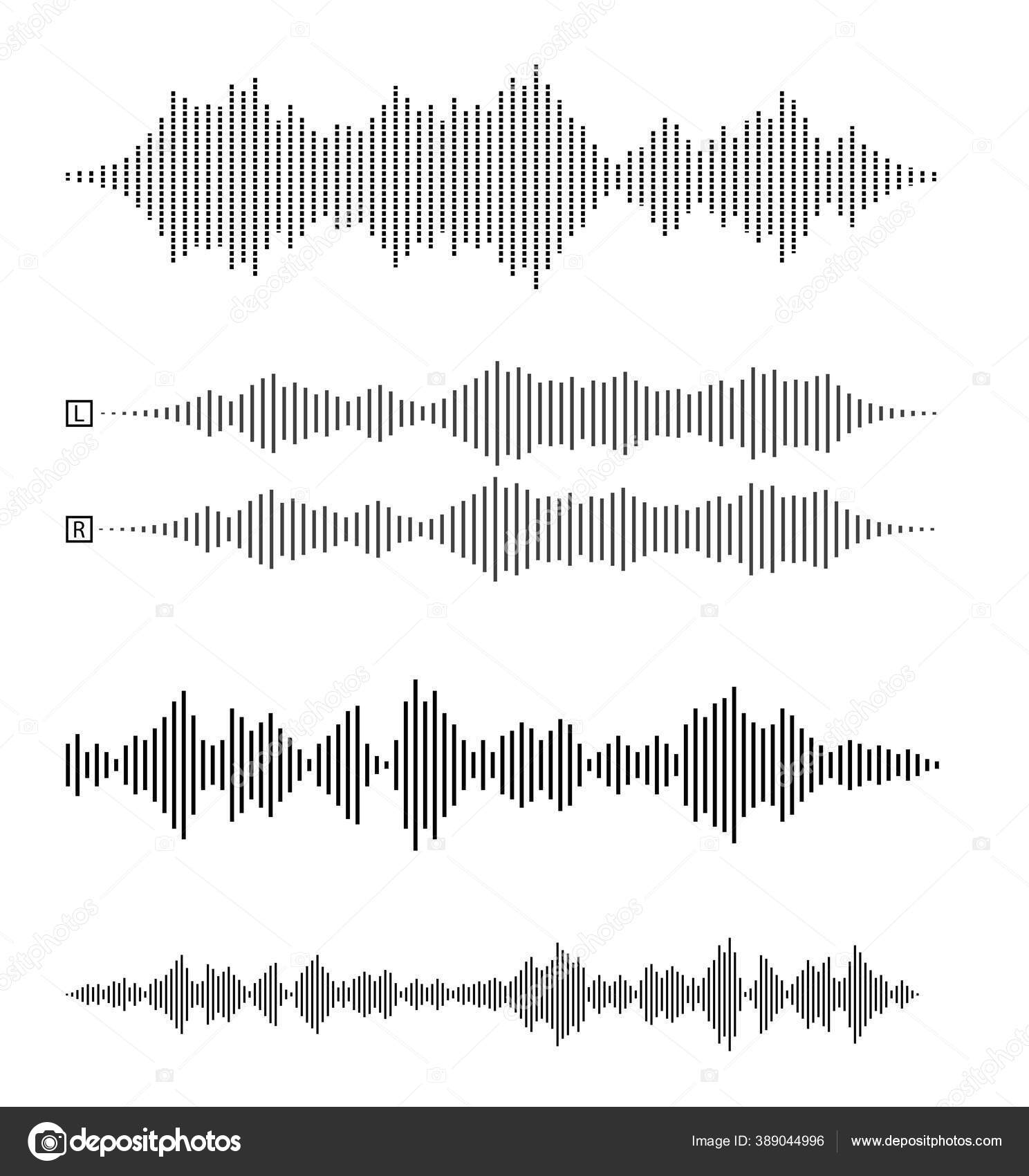 Set of audio waveforms or sound waves Stock Vector by ©chris77ho 389044996