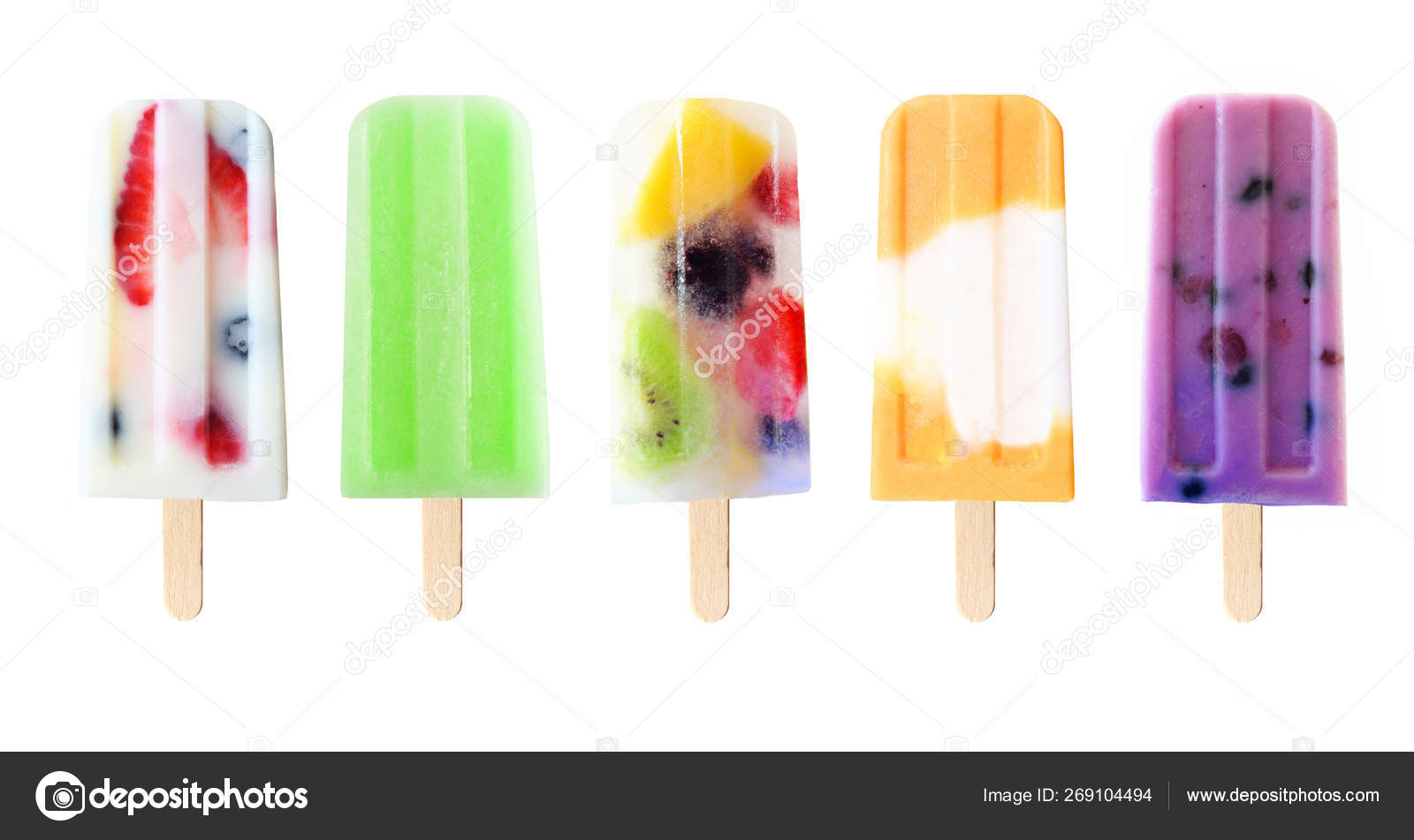 Assortment Fruit Summer Popsicles Isolated White Background — Stock ...