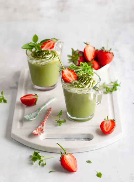 Matcha green tea panna cotta - Stock Image - Everypixel