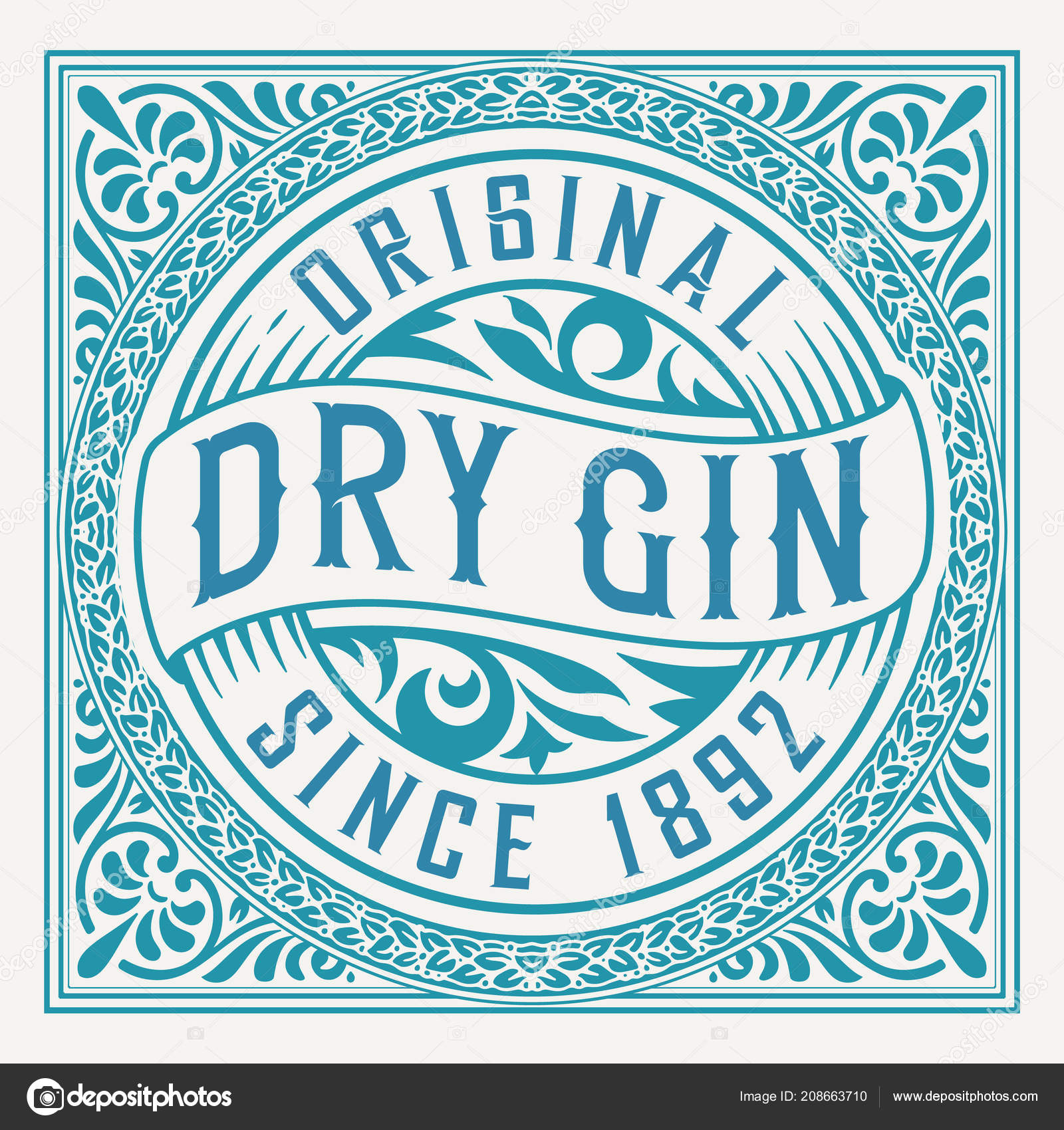 Etiqueta Ginebra Con Marco Floral Vector de stock por ©roverto007 208663710