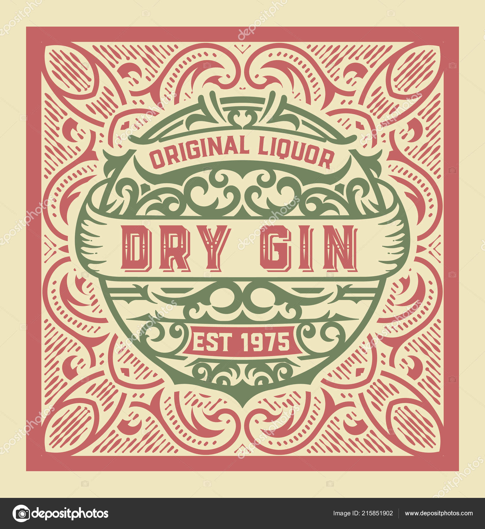 Gin Label Design Vintage Style Stock Vector by ©roverto007 215851902