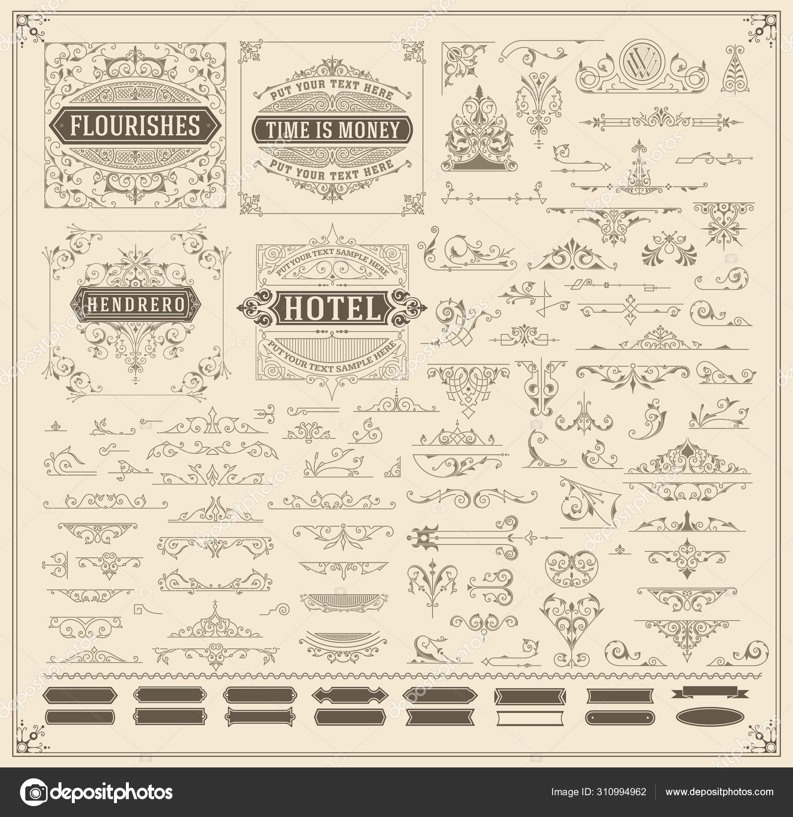 Mega set of swirls, scrolls, logos and design elements. Flourish Stock ...