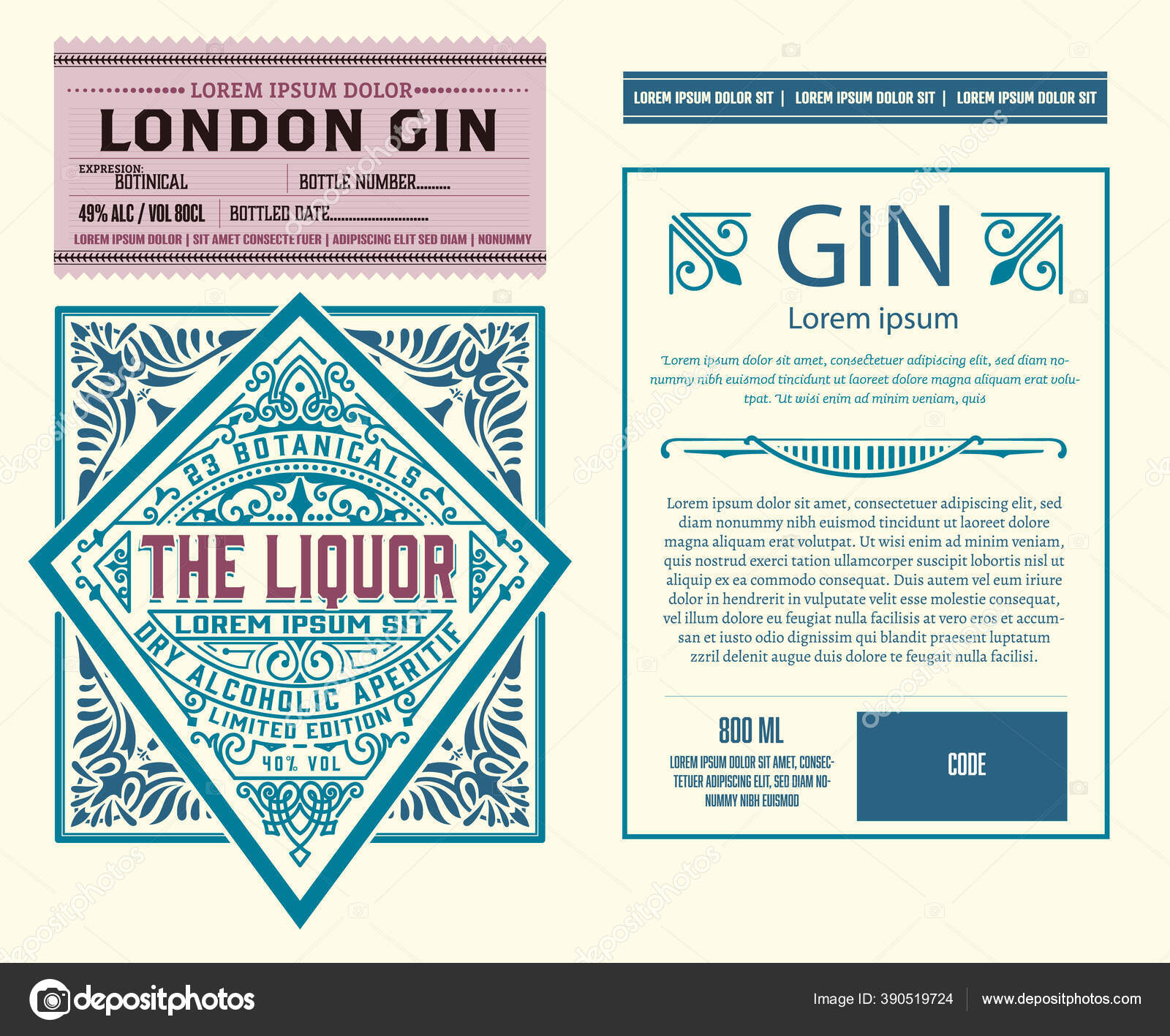 Vintage Gin Label Vector Layered Stock Vector by ©roverto007 390519724