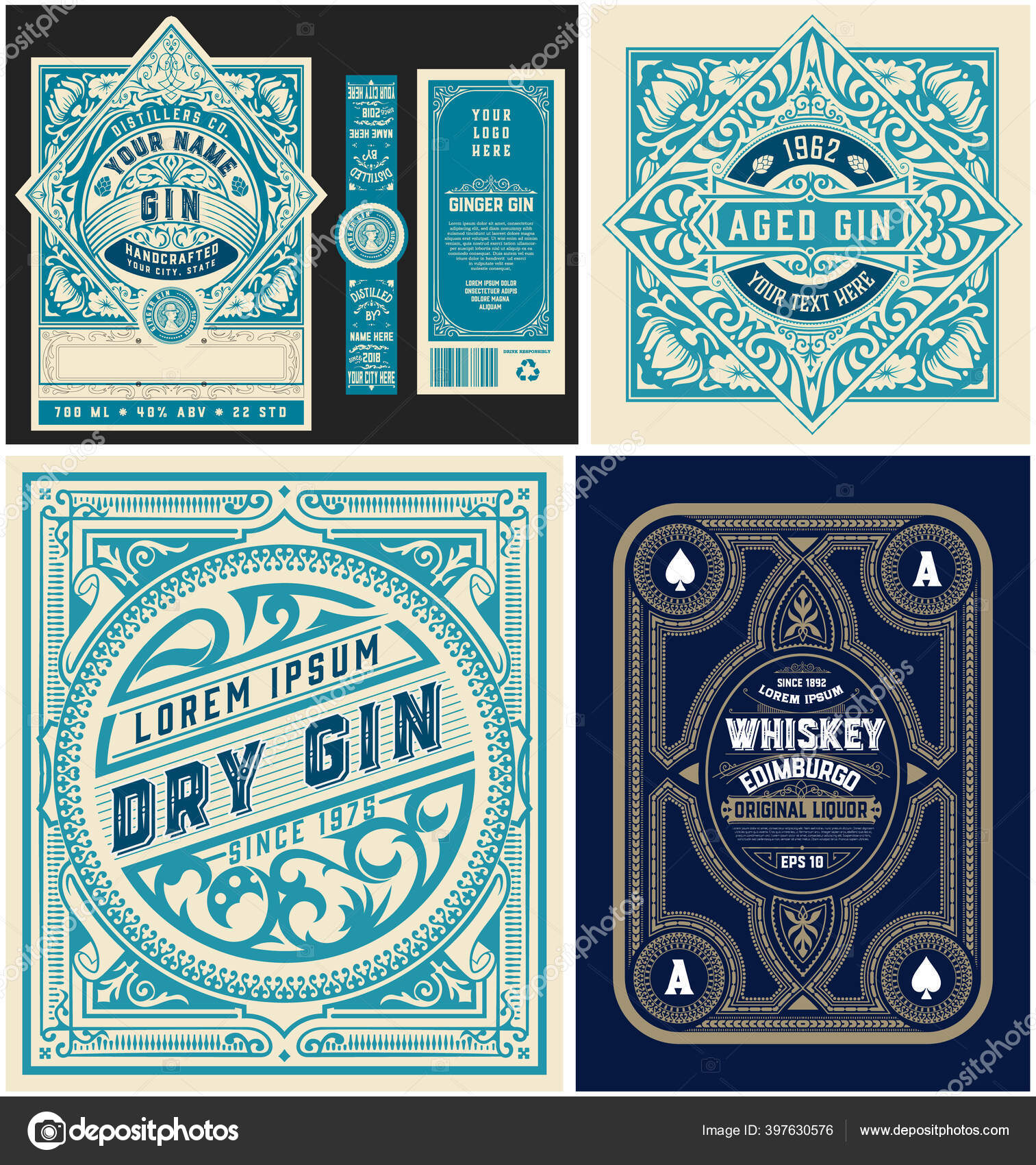 Set Vintage Logos Organized Layers Stock Vector by ©roverto007 397630576