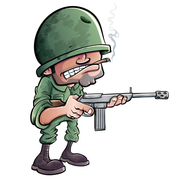 Soldier With Gun Cartoon