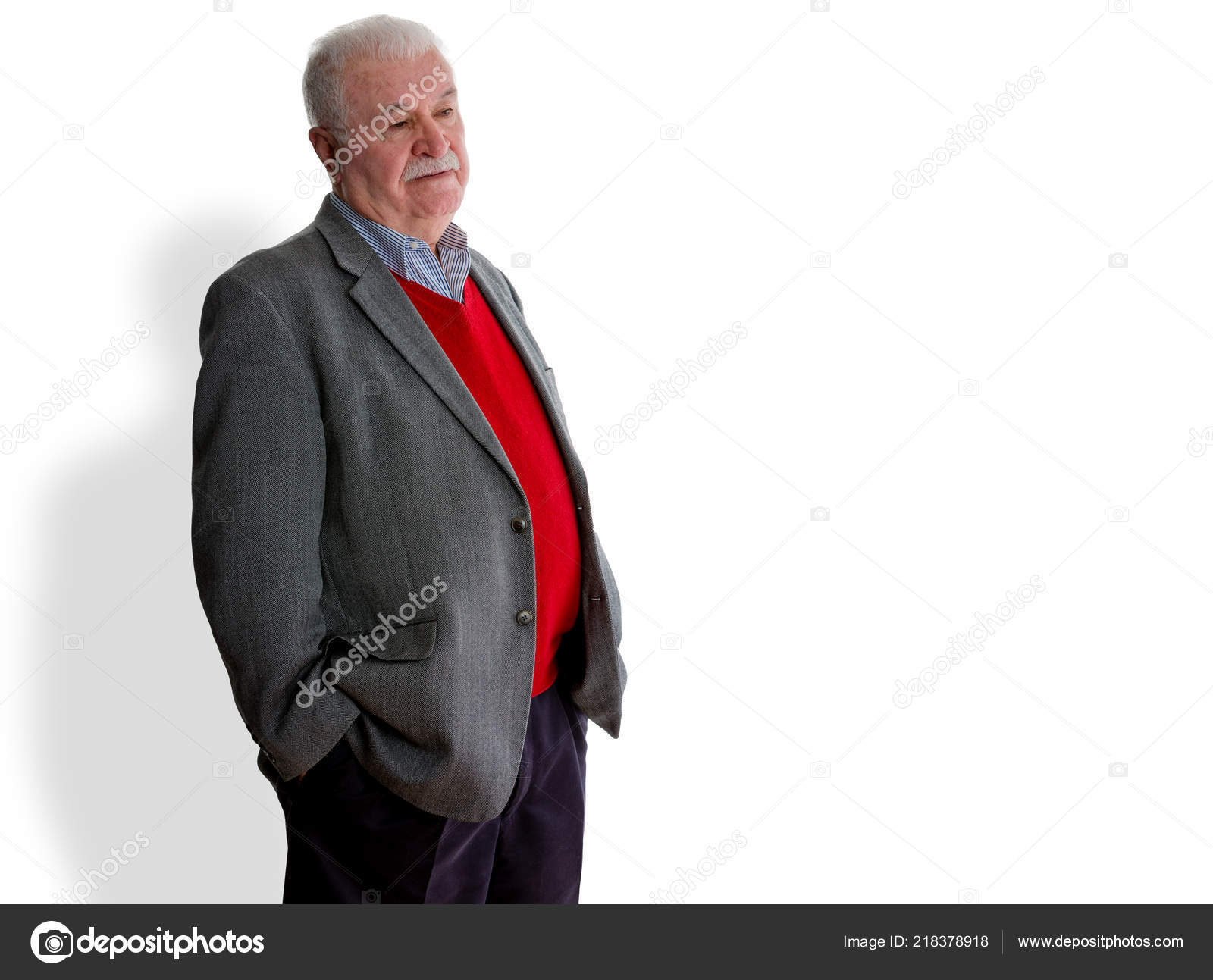 Forgetful Elderly Man Standing Thinking Trying Remember Something ...