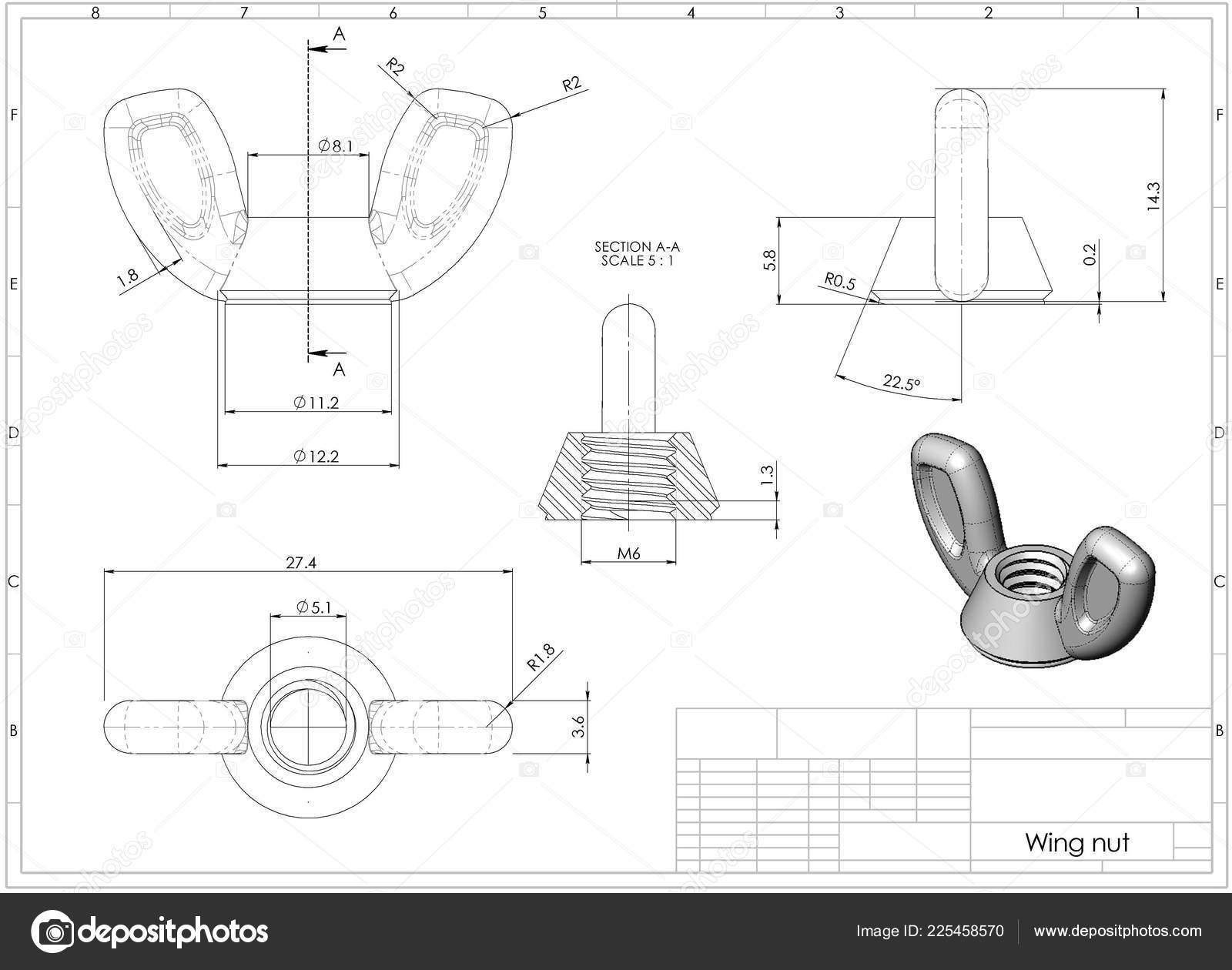 Wing Nut Drawing BN 21217 ELESA® CWN B | Bossard Singapore