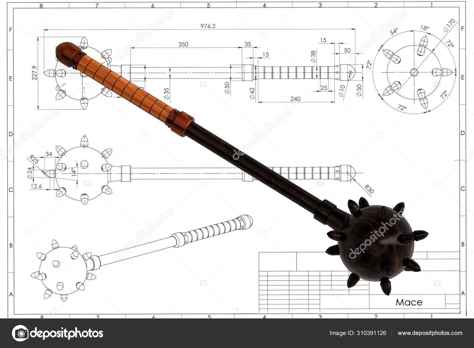 Medieval Mace Drawing