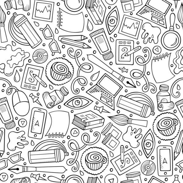 Cartoon cute hand drawn Design seamless pattern Stock Vector Image by ...