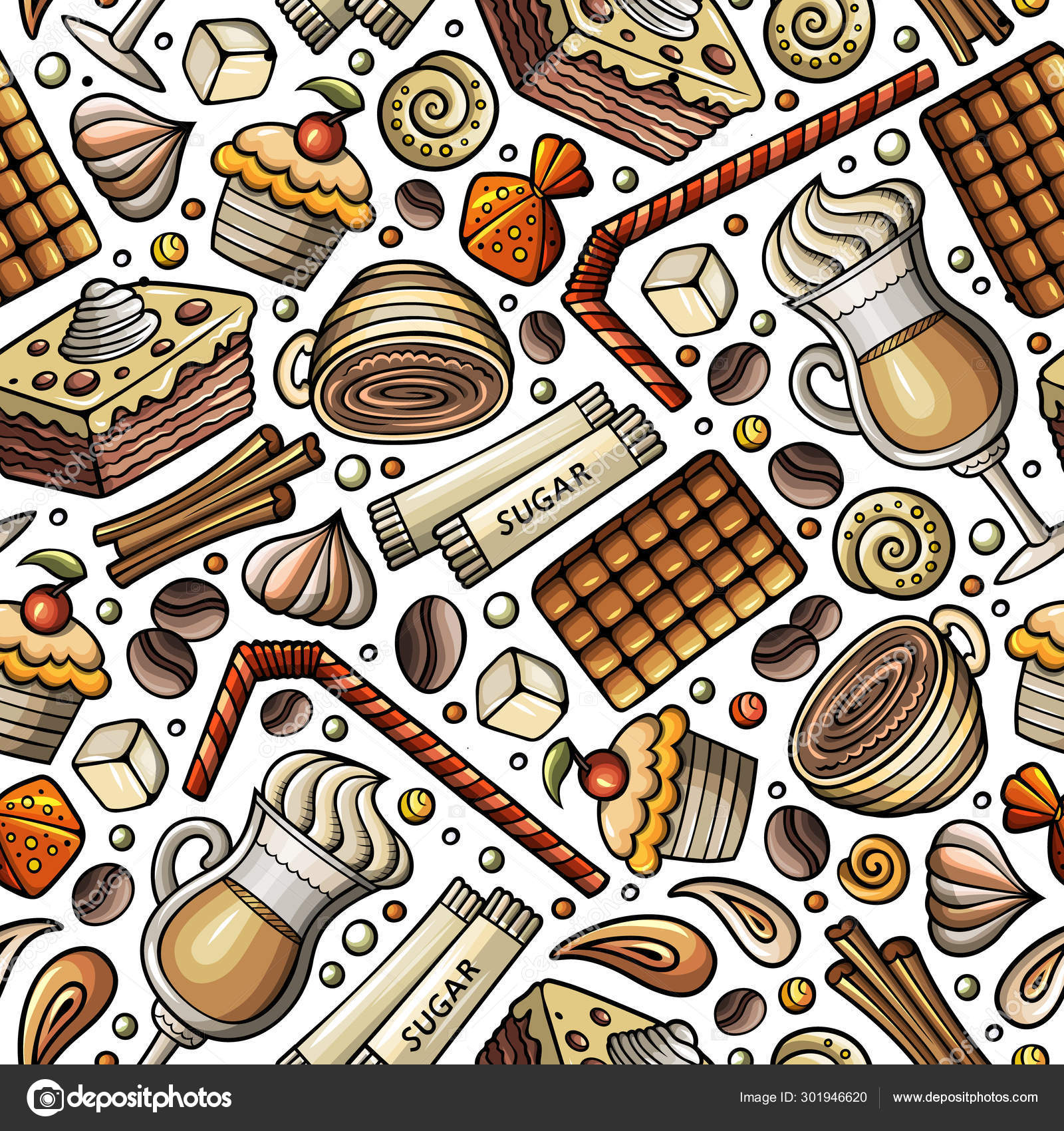 Cartoon coffee shop seamless pattern Stock Illustration by ©3dsparrow ...