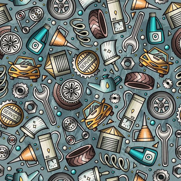 Cartoon cute hand drawn Automotive seamless pattern Stock Vector Image ...