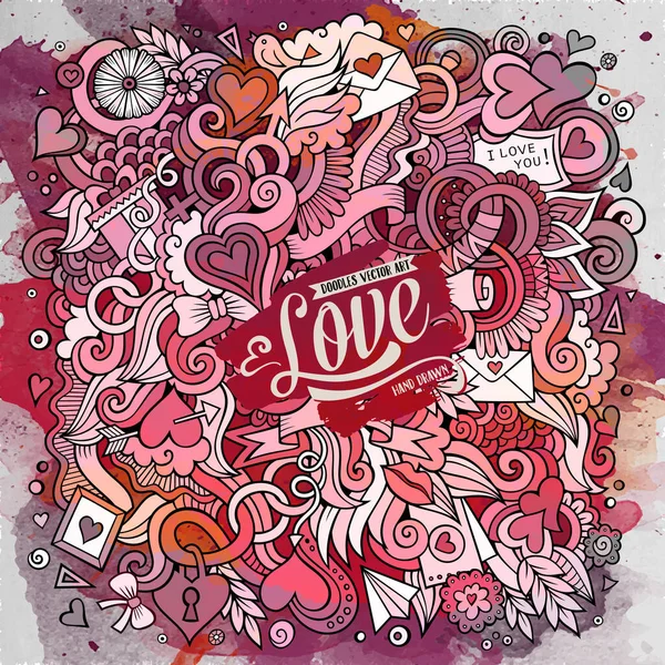 Cartoon Cute Doodles Hand Drawn Valentines Day Illustration Colorful ...