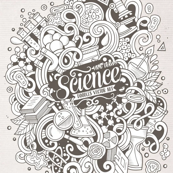 Cartoon Cute Doodles Hand Drawn Science Frame Design Line Art Stock ...