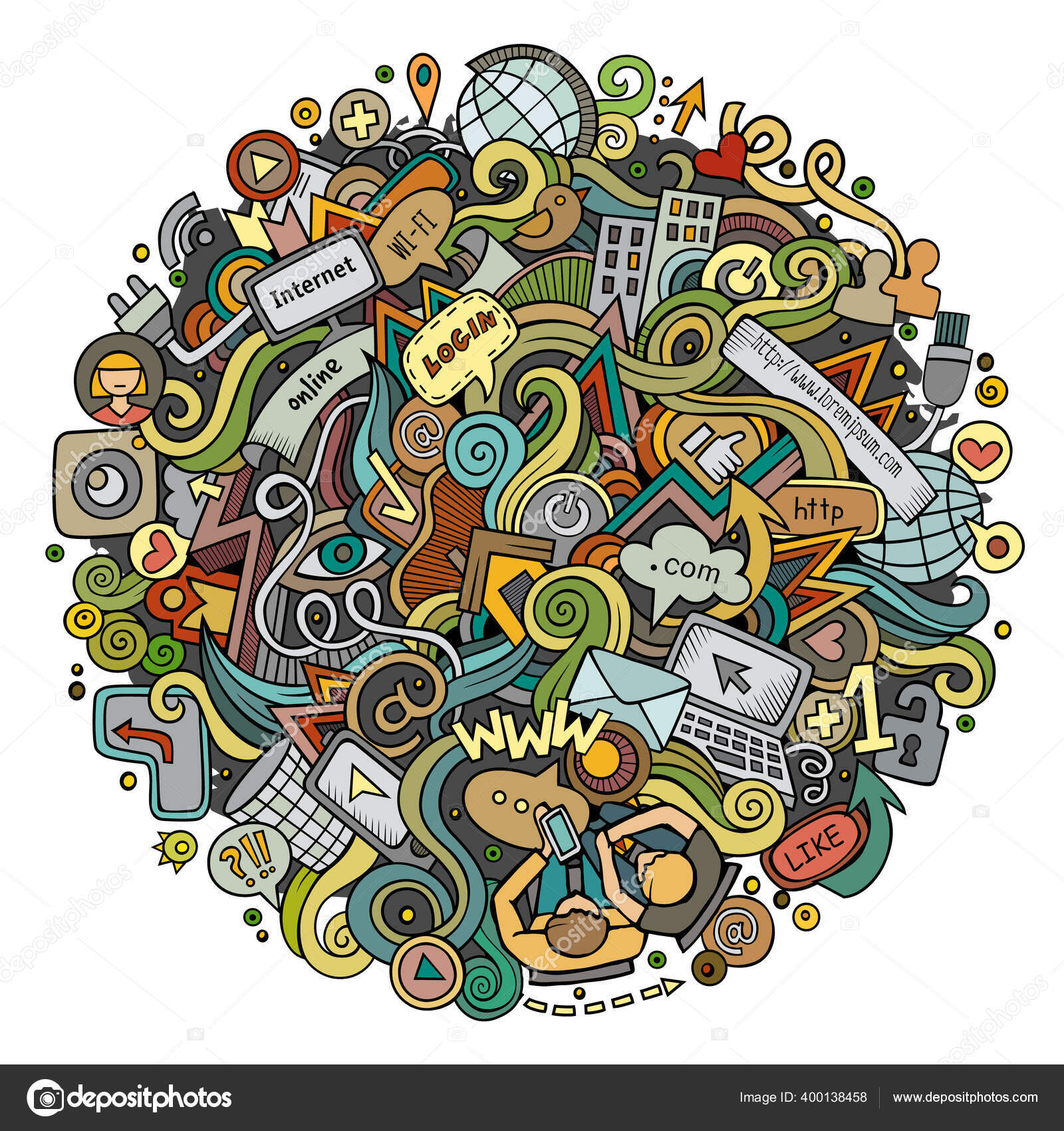 Cartoon Cute Doodles Hand Drawn Social Media Illustration Colorful ...