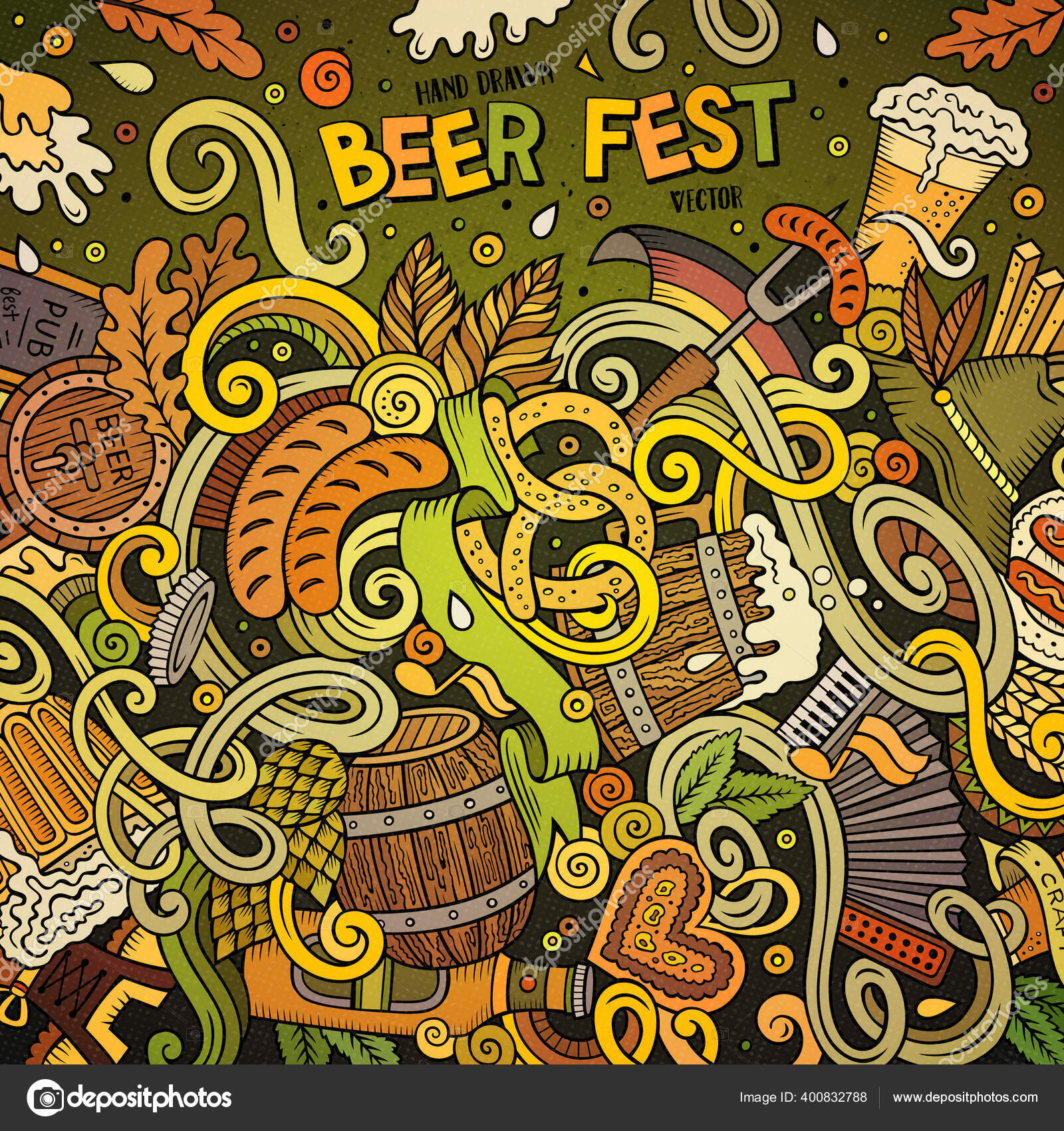 Cartoon Cute Doodles Hand Drawn Beer Frame Design Colorful Detailed ...