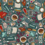 Cartoon cute hand drawn Design and Art seamless pattern Stock Vector ...