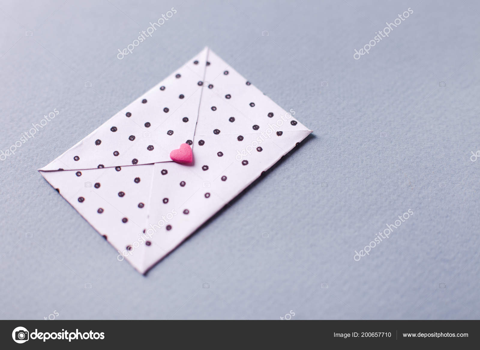 White Dotted Envelope Pink Heart Shaped Figure Hand Crafted Love ...