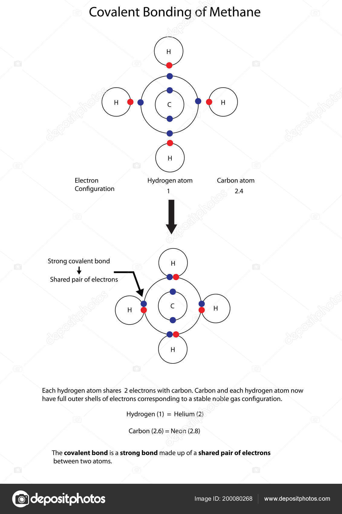 Diagram Illustrate Covalent Bonding Methane Fully Labelled Diagram ...