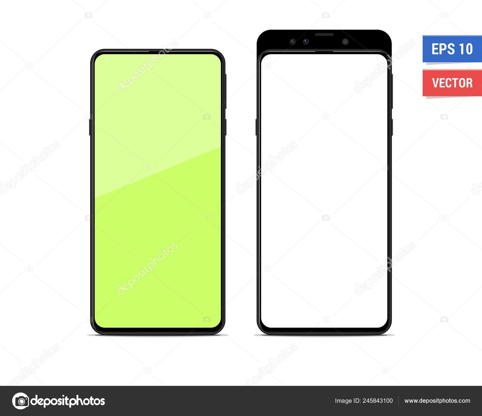 Realistic Vector Flat Mock Smartphone Blank Screen Isolated White ...