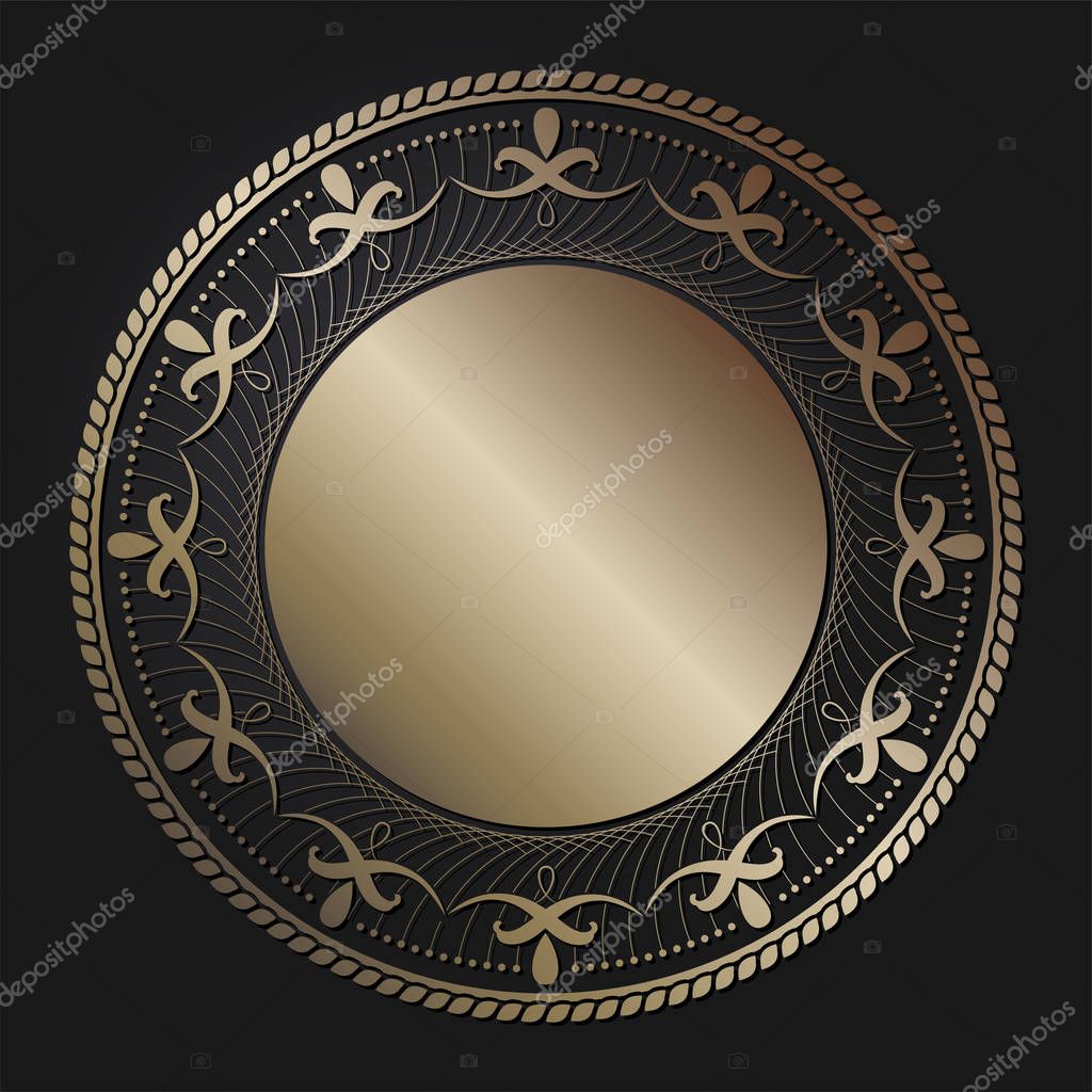 Marco redondo decorativo para el diseño con adorno floral. Una ...