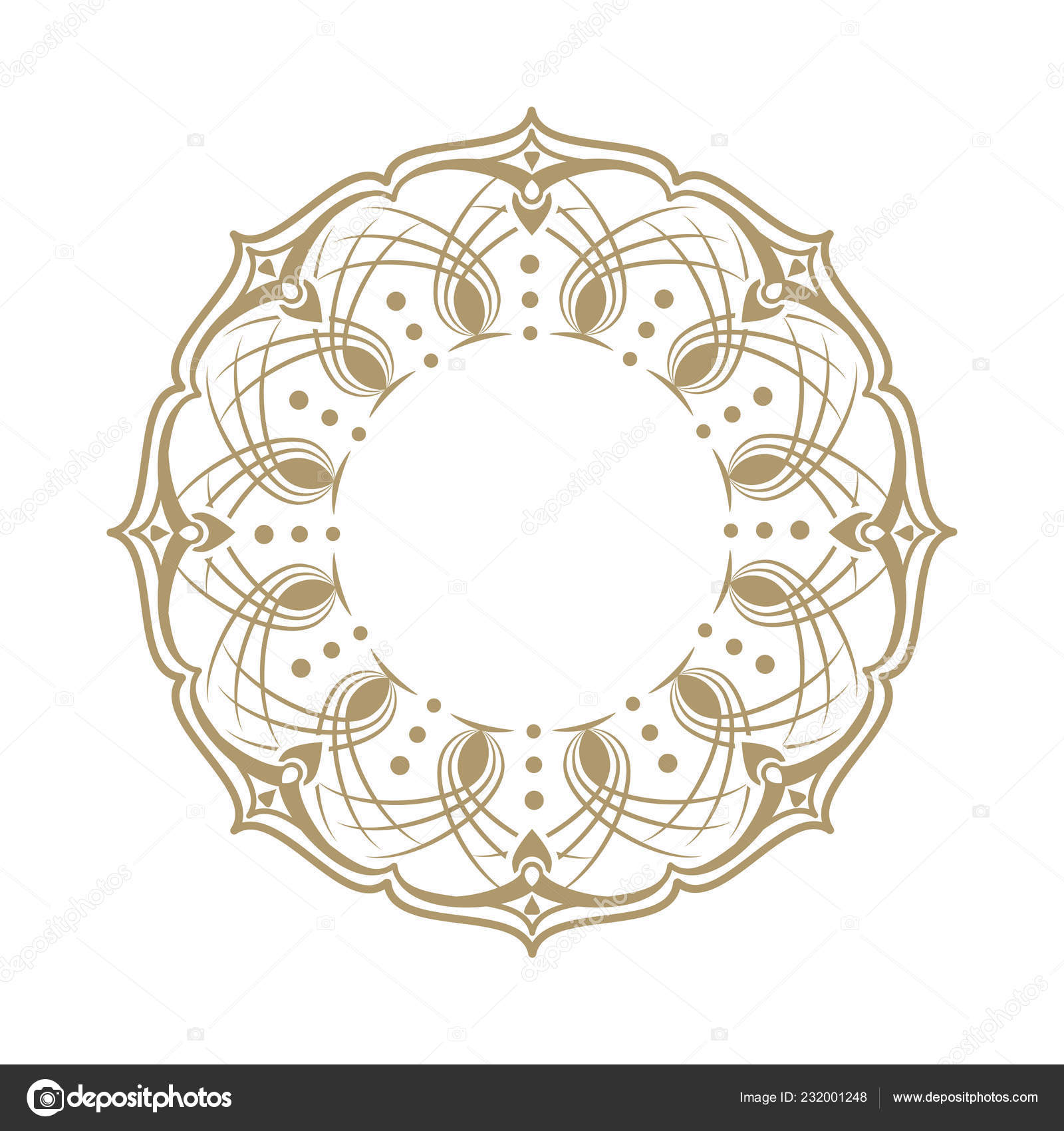 Dekoratív Kerek Keret Design Absztrakt Virág Dísz Kör Keret Sablon ...