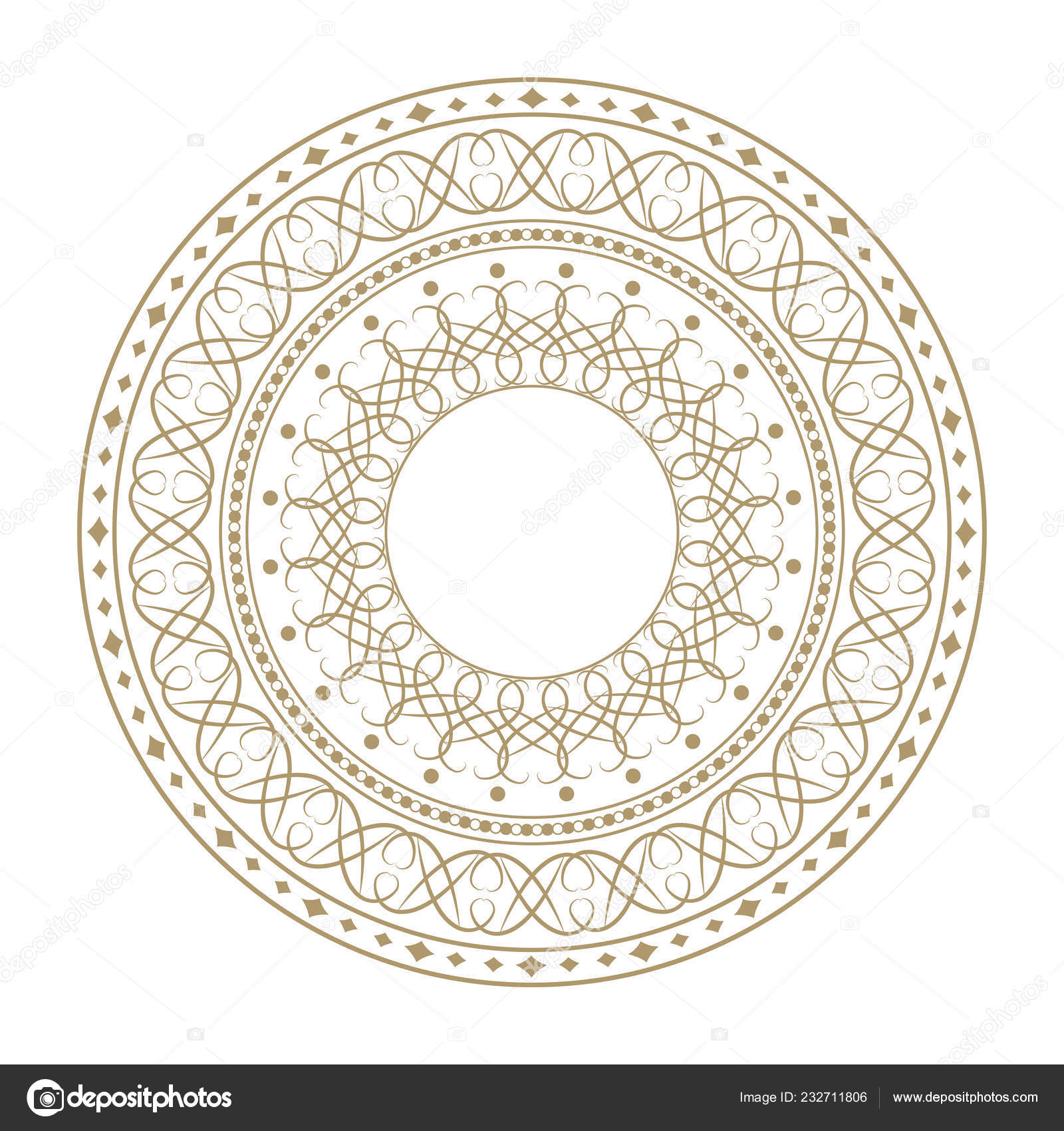 Decorative Frame Design Abstract Floral Ornament Circle Frame Template ...