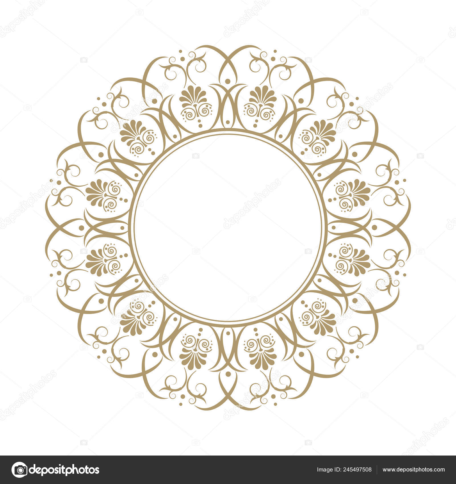 Decorative Frame Design Abstract Floral Pattern Circle Frame Template ...