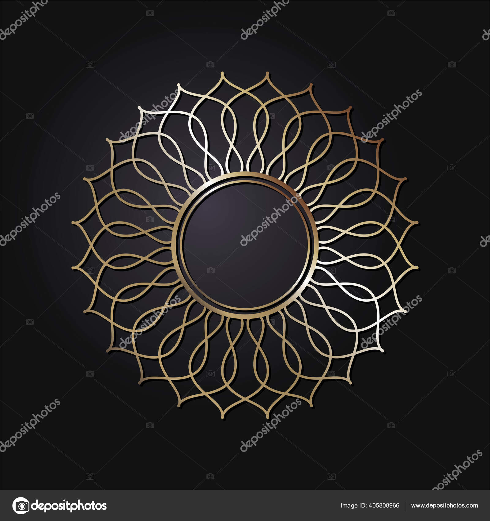 Decorative Frame Design Abstract Gold Floral Ornament Circle Frame ...