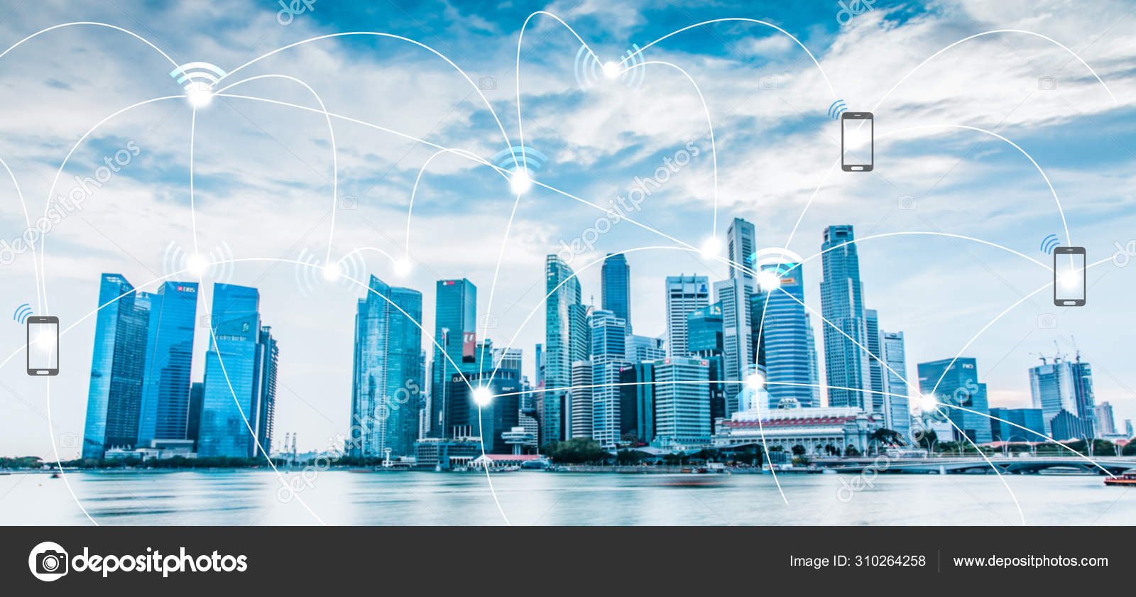 Smart city and connection lines. Internet concept of global busi Stock ...