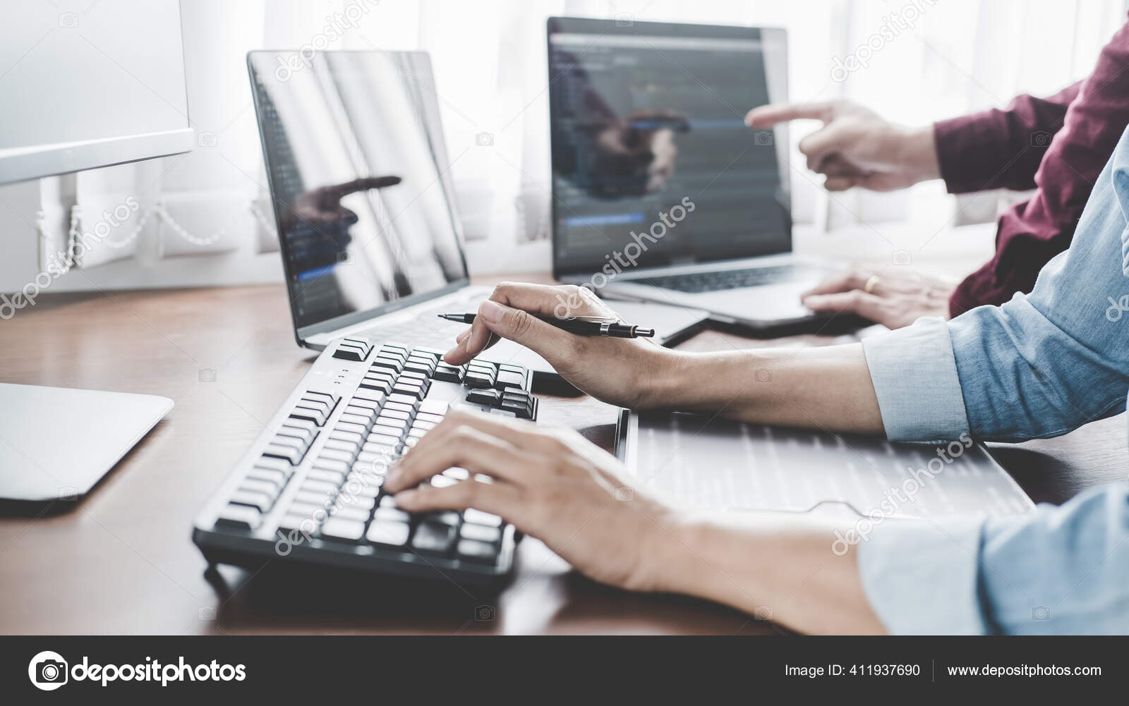 Programmer Working Software Development Coding Technologies Website ...