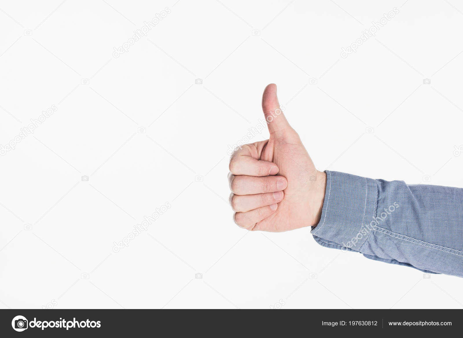 Cropped Shot Man Showing Thumb Gesture Isolated White — Stock Photo ...