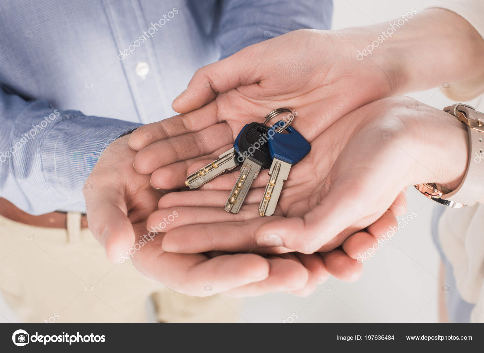 Partial View Couple Holding Keys New Home Together Stock Photo by ...