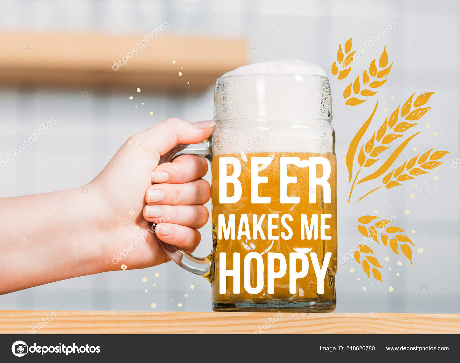 Partial View Female Bartender Putting Mug Light Beer Foam Bar — Stock ...