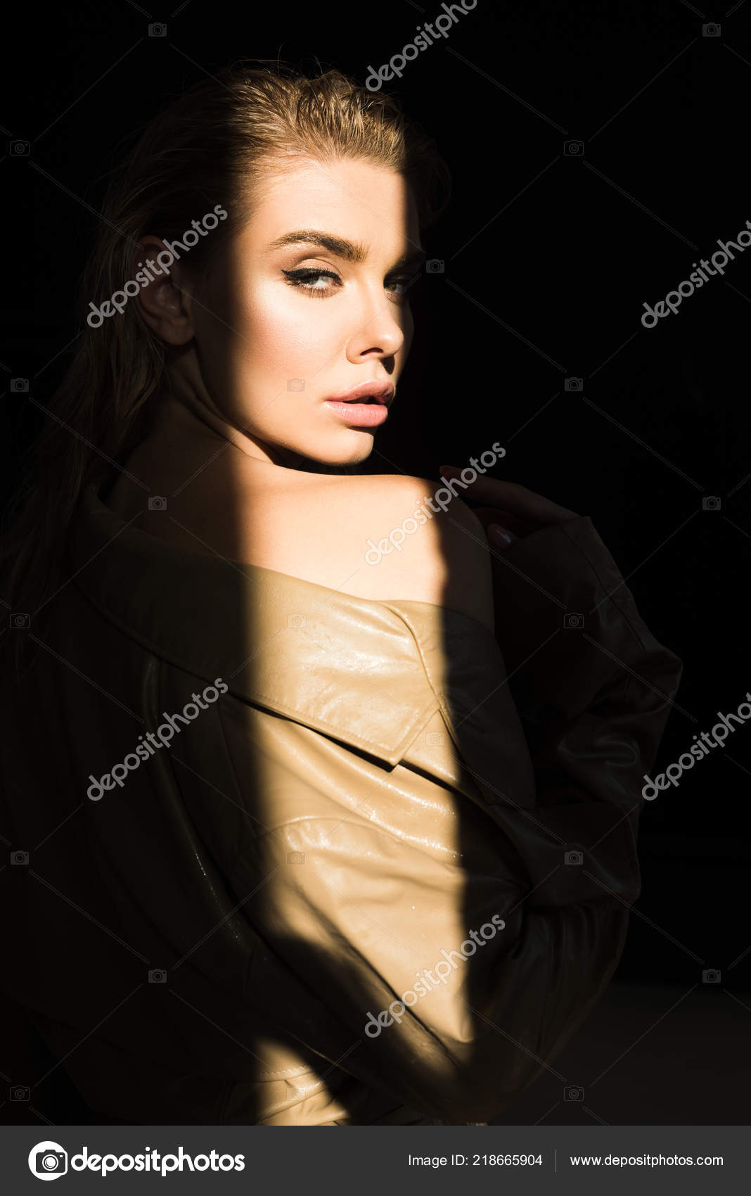 Side View Beautiful Stylish Model Looking Camera Stock Photo by ...