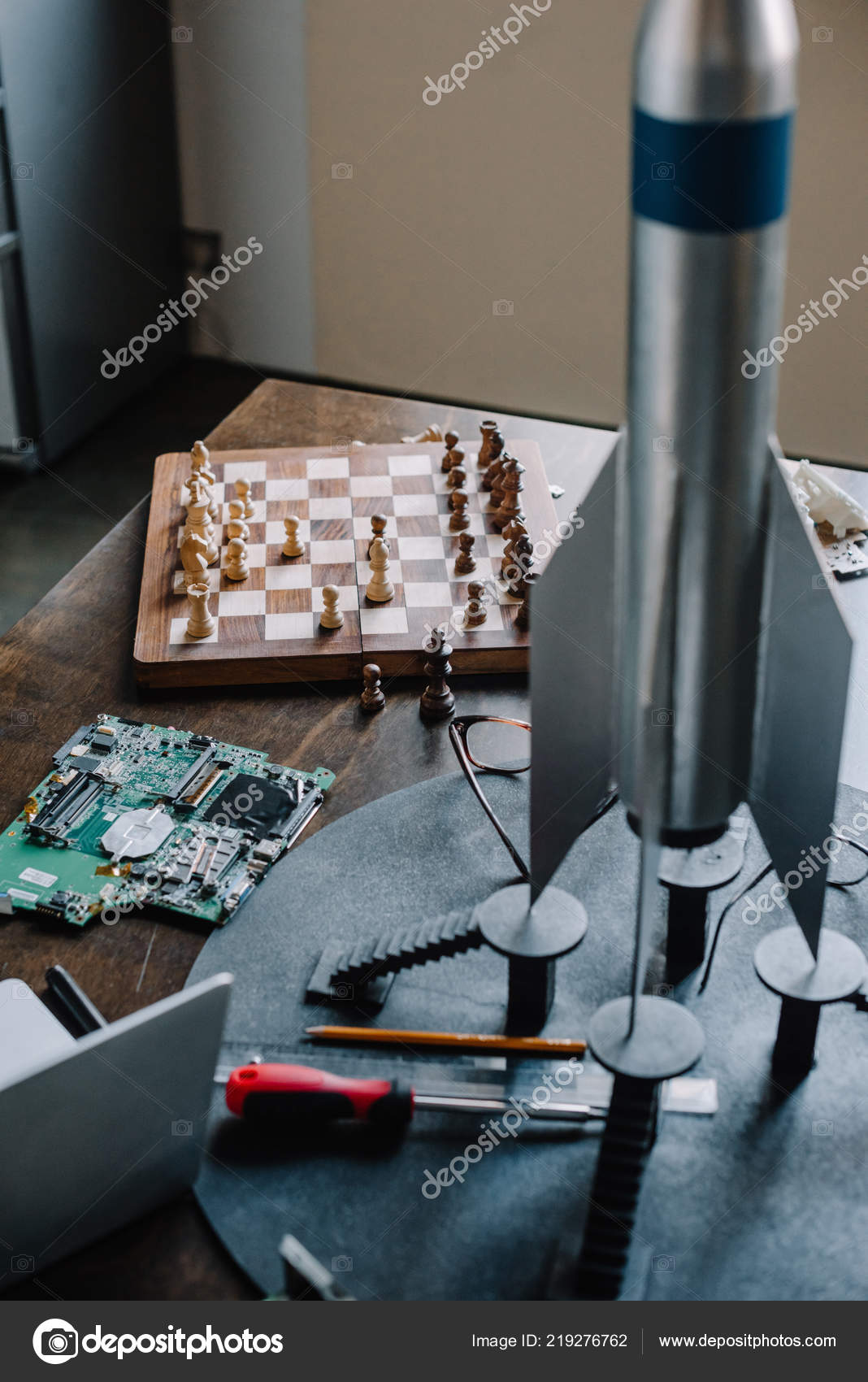 Chess Board Rocket Model Table Living Room — Free Stock Photo ...
