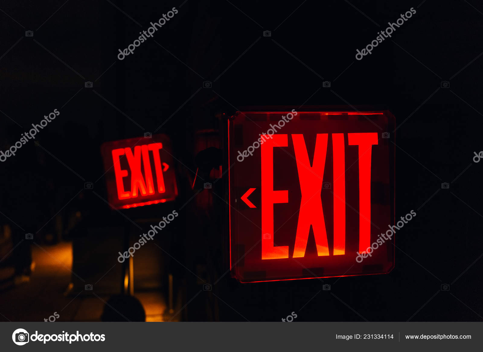 Close View Red Exit Sign Black Backdrop — Stock Photo © IgorVetushko ...