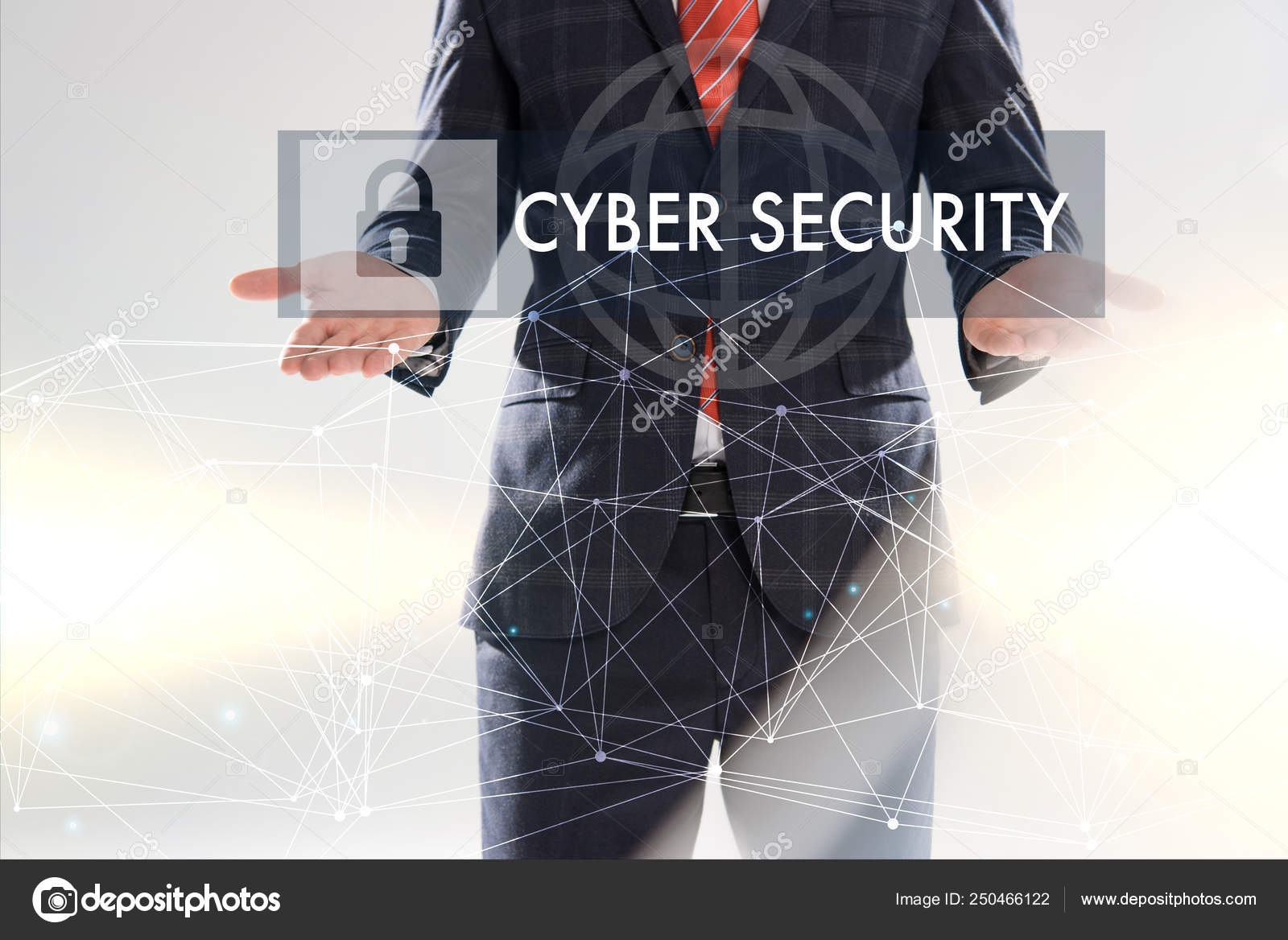 Cropped View Businessman Suit Pointing Hands Cyber Security ...