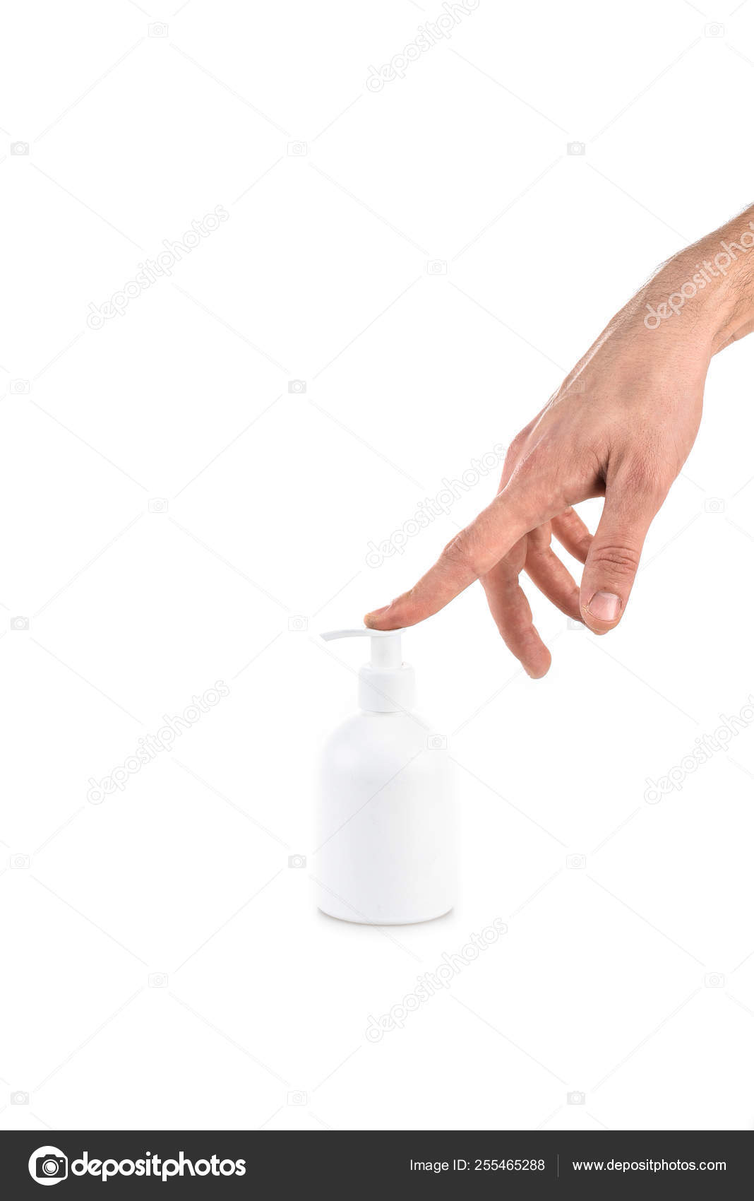 Partial View Man Pushing Spray Cream Bottle Isolated White Stock Photo ...