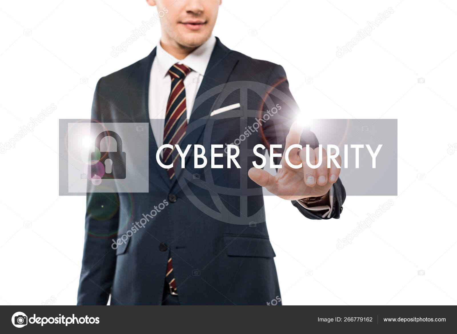 Cropped View Happy Man Formal Wear Pointing Finger Cyber Security ...