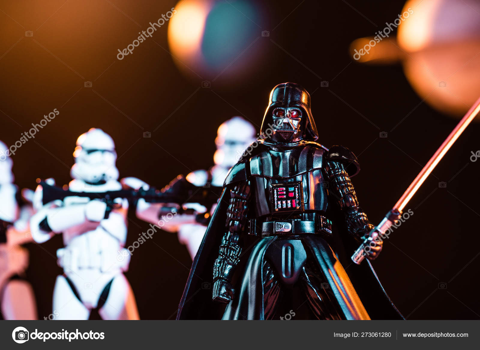 Selective Focus Darth Vader Lightsaber White Imperial Stormtroopers ...