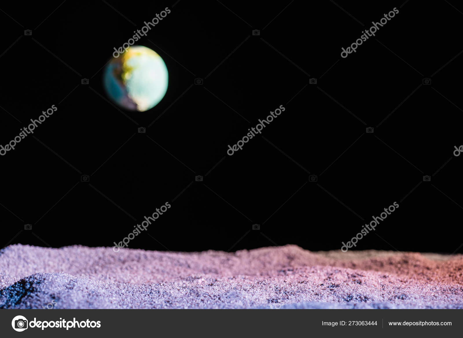 Sandy Ground Blurred Planet Earth Space Isolated Black Copy Space ...