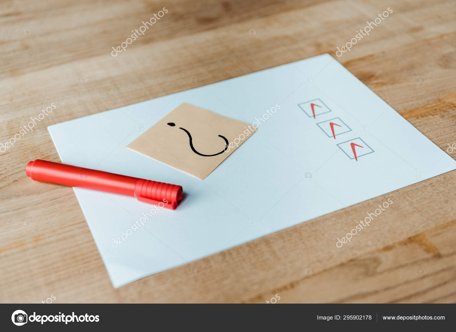 Red Marker Pen Paper Check List Question Mark Sticky Note — Stock Photo ...