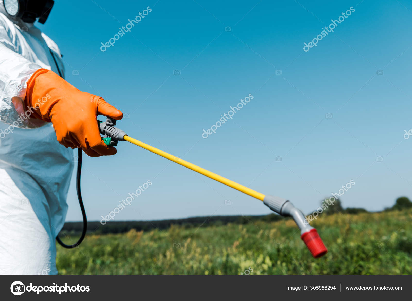 Cropped View Exterminator Uniform Latex Glove Holding Spray Stock Photo ...