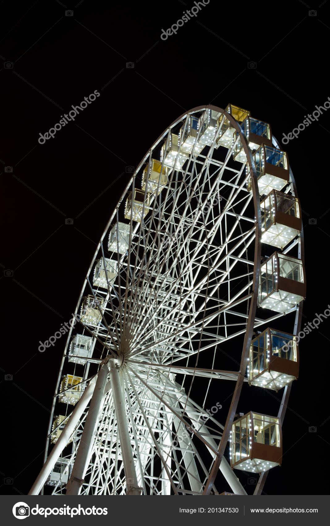 Selective Focus Illuminated Observation Wheel Night Black Background ...
