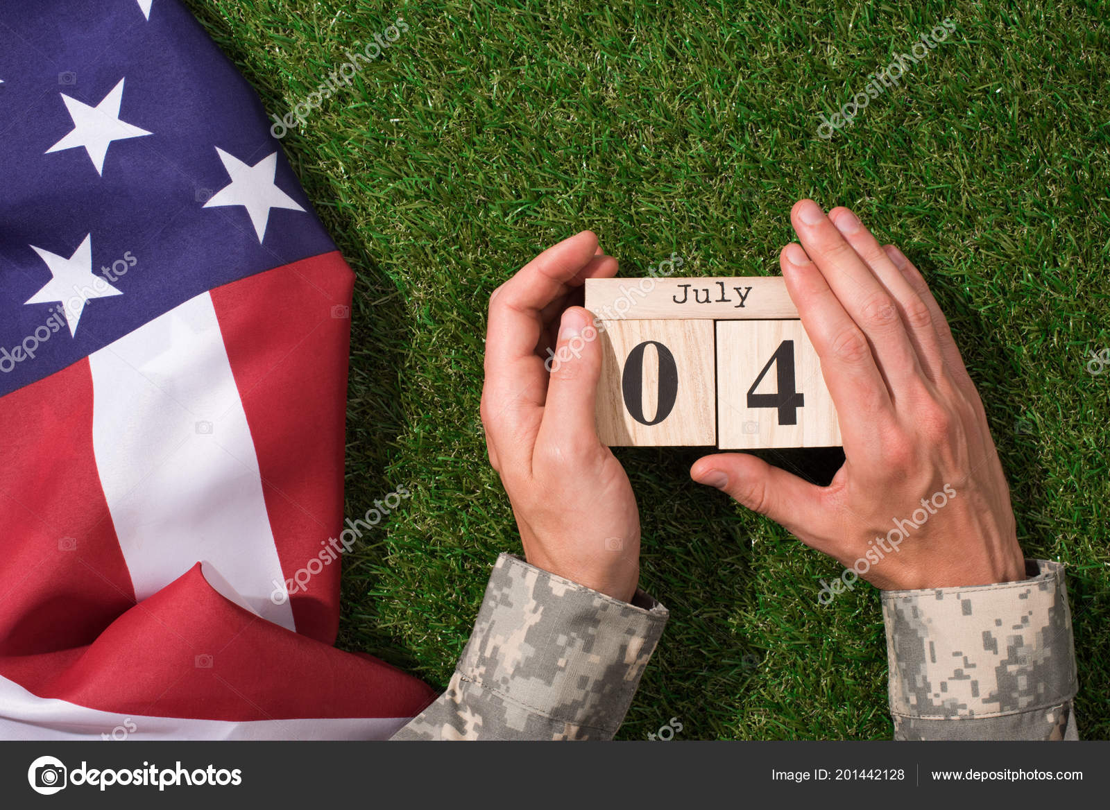 Cropped Shot Soldier Military Uniform Holding Calendar 4Th July Date ...