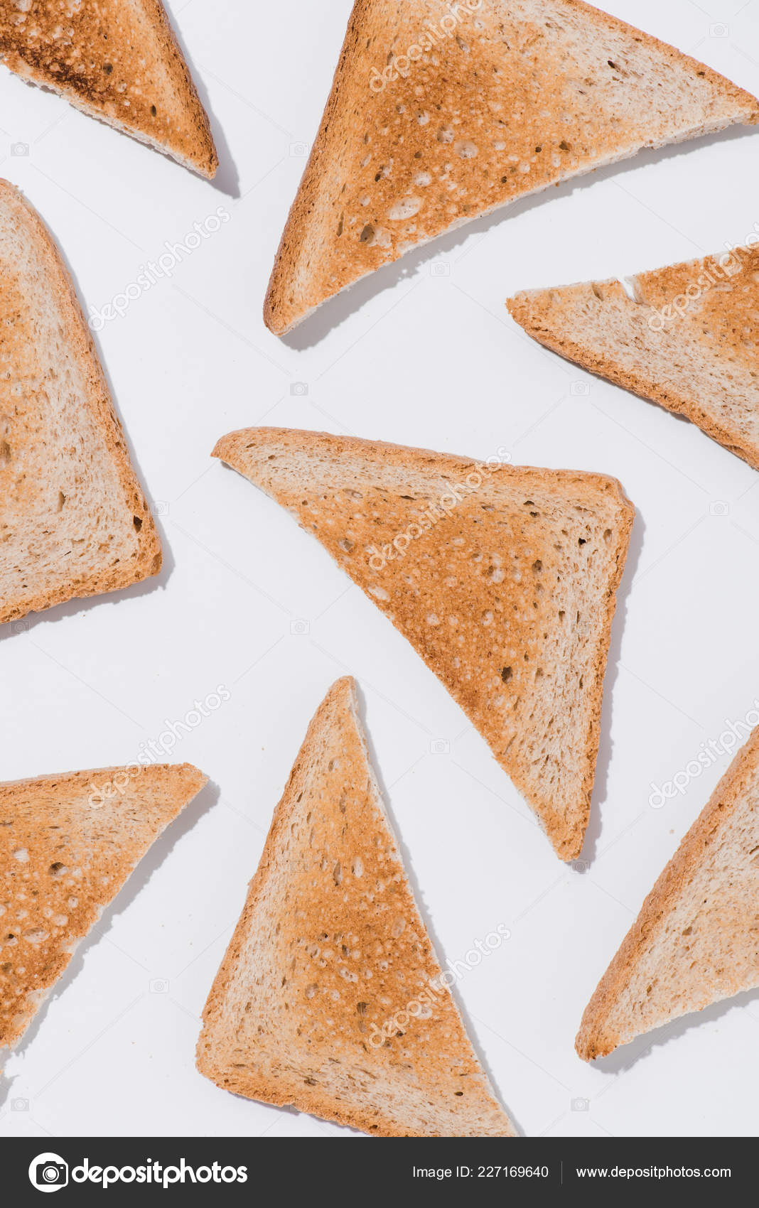 Top View Toasts Cut Triangles White Surface — Stock Photo ...