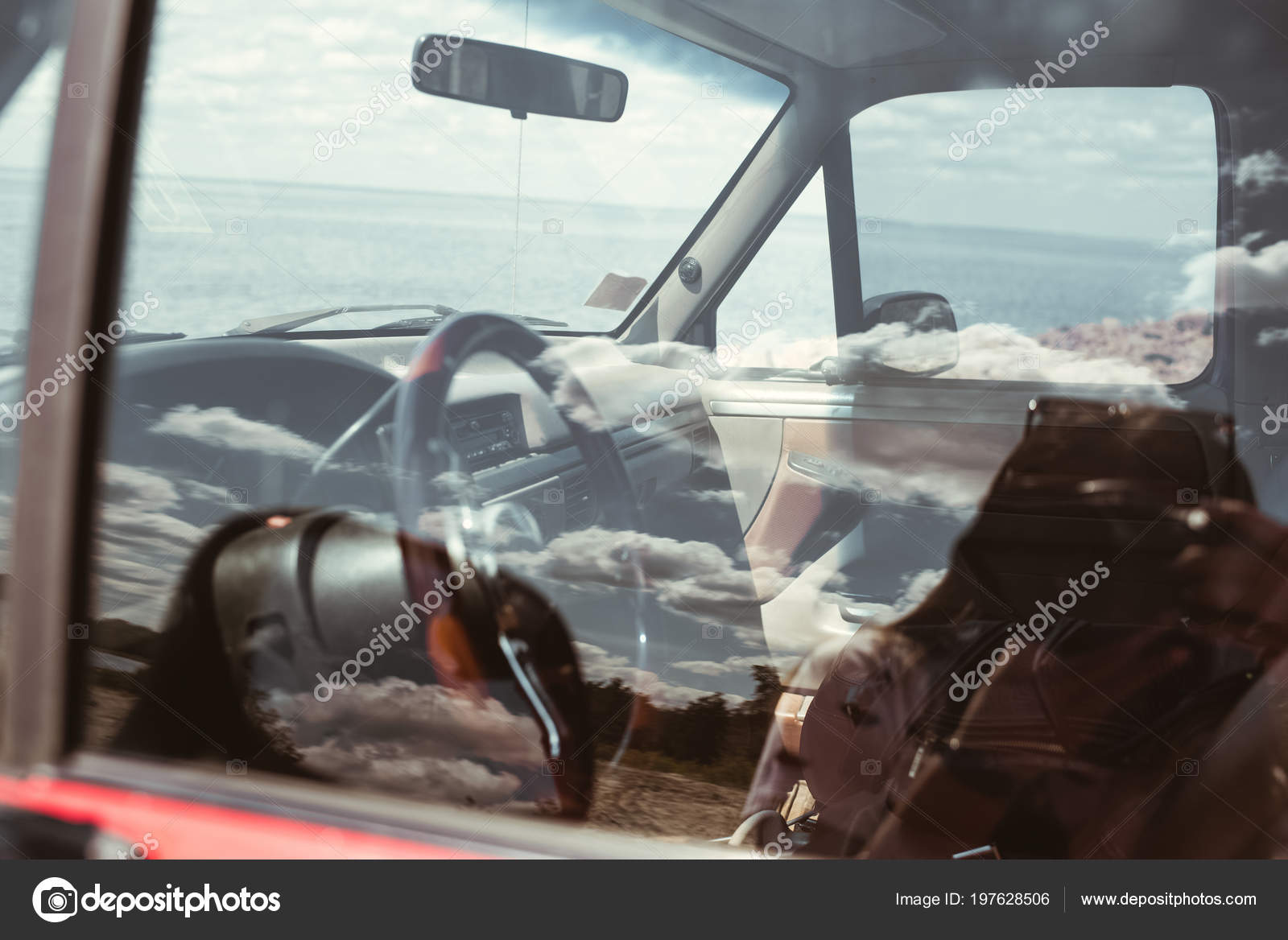 Reflection Cloudy Sky Car Window Sea — Stock Photo © AllaSerebrina ...