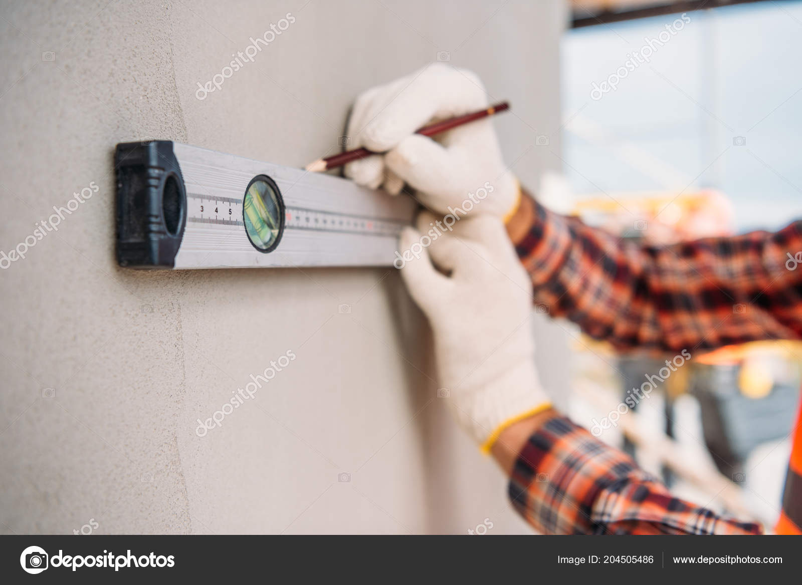 Cropped Shot Builder Using Bubble Level Construction Site — Stock Photo ...