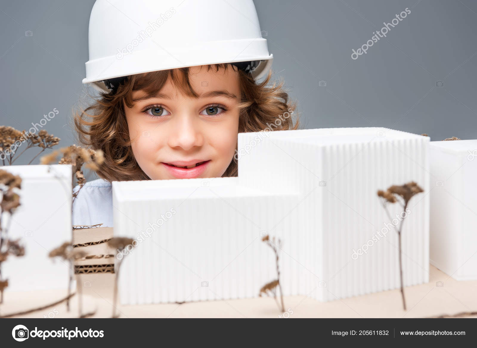Schoolboy Costume Architect Model Buildings Isolated White — Stock ...